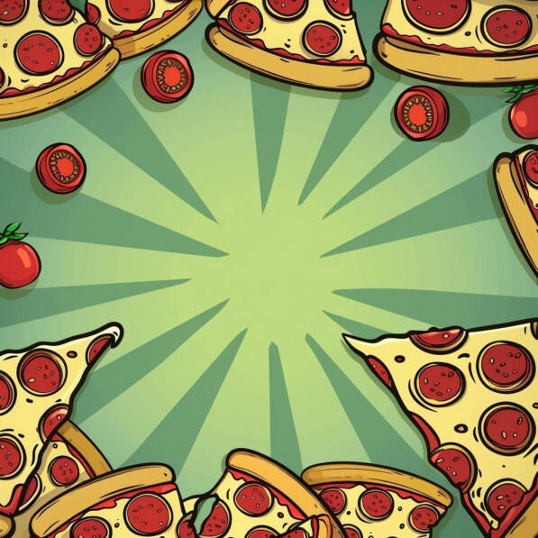Download Pizza Slices on Green Background Backgrounds Online - Creative ...