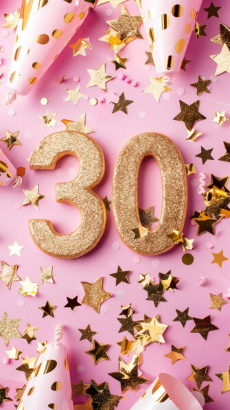 Descarga Imagen festiva con el número 30 y confeti dorado Fondos En ...
