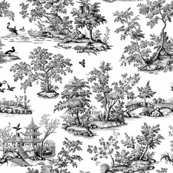 Download Black and White Toile Pattern with Nature Elements Patterns ...