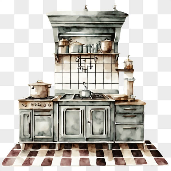 Download Vintage Kitchen Watercolor Painting PNGs Online - Creative Fabrica