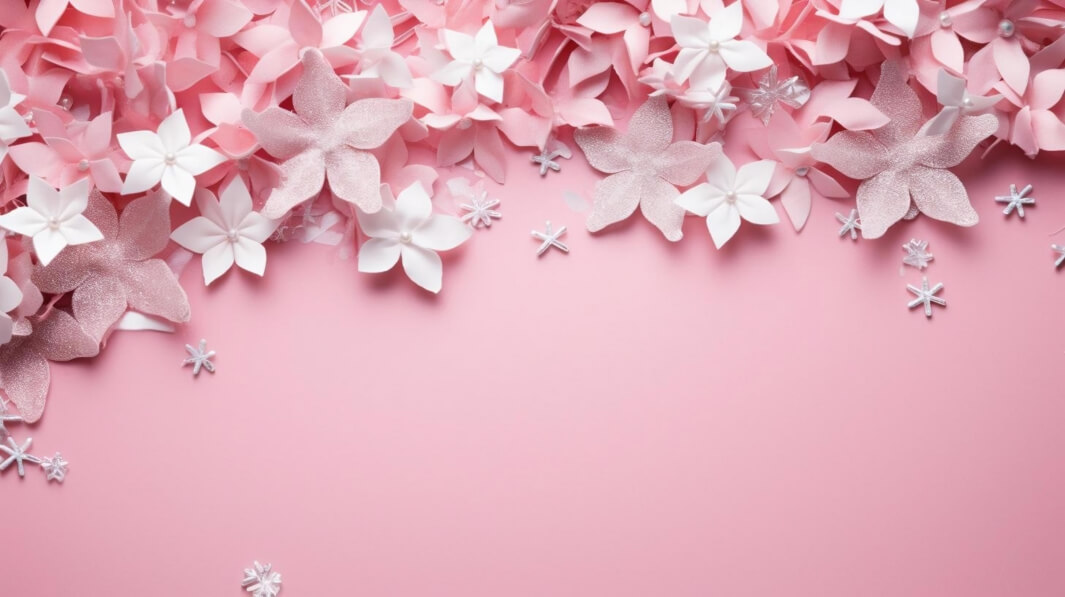Download Pink Background with White and Pink Paper Flowers and ...