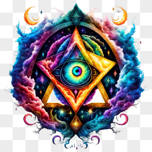 Download All-Seeing Eye in Colorful Cloudy Sky with Stars and Planets ...