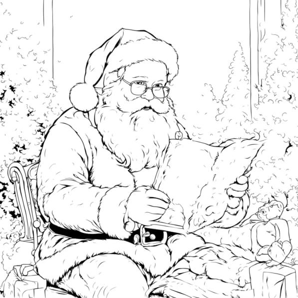 Download Santa Claus Reading a Book Coloring Page Coloring pages Online ...
