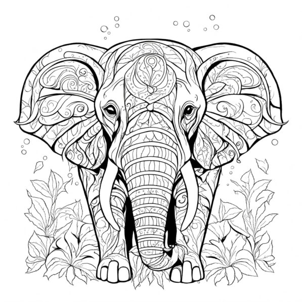 Download Elephant in Jungle with Intricate Designs Coloring pages ...