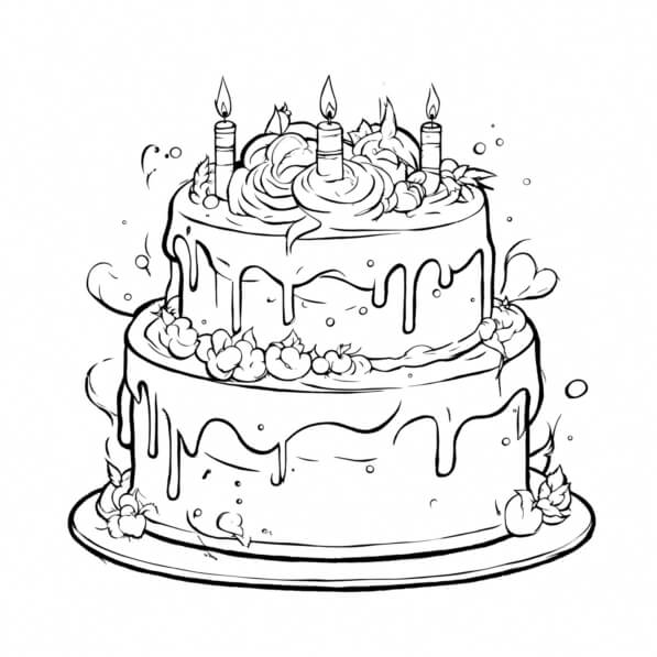Download Birthday Cake with Candles Coloring pages Online - Creative ...