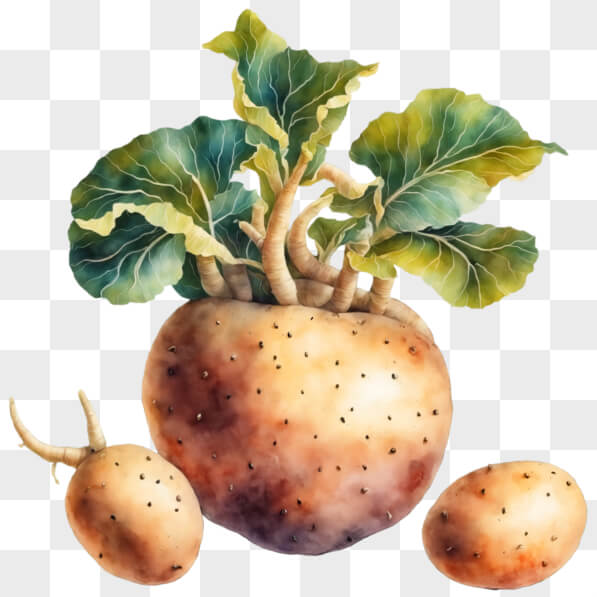 Download Watercolor Painting of Two Turnips PNGs Online - Creative Fabrica