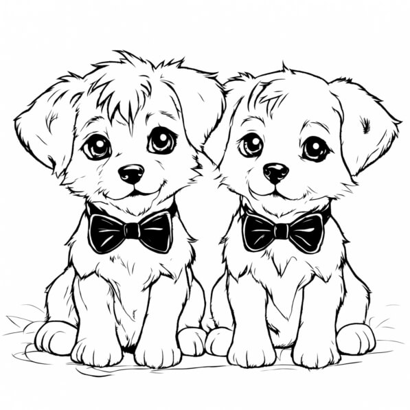 Download Two Small Dogs on Coloring Page Coloring pages Online ...
