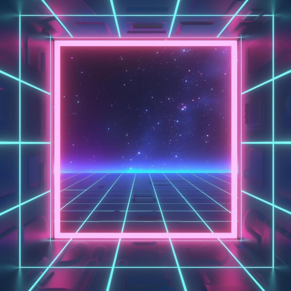 Download Retro-Styled Space with Neon Lights and Geometric Shapes ...