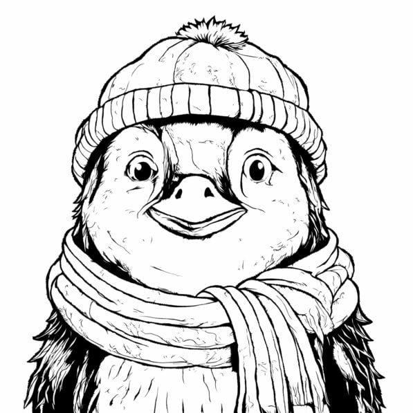 Download Penguin in Winter Clothing Coloring pages Online - Creative ...
