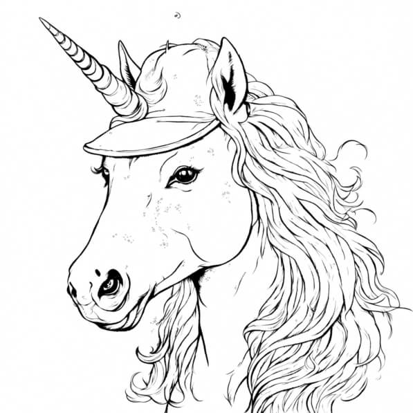 Download Magical Unicorn with Embroidered Hat Coloring pages Online ...