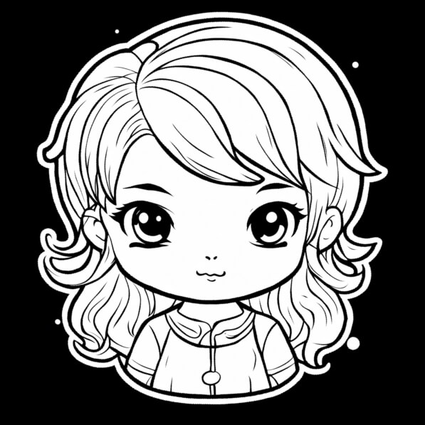 Descarga Niña de Dibujos Animados en Blanco y Negro con Cabello Largo ... Descarga Niña de Dibujos Animados en Blanco y Negro con Cabello Largo ...