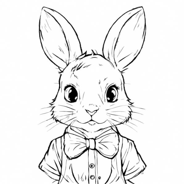 Download Rabbit with Bow Tie and Dress Shirt Coloring Page Coloring ...