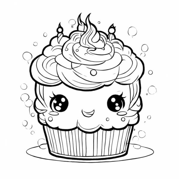 Download Cute Cupcake Coloring Page Coloring pages Online - Creative ...