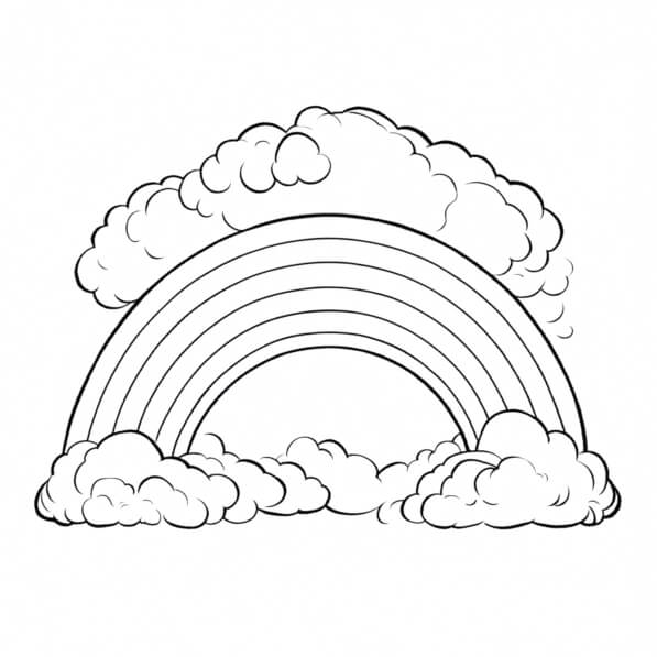 Download Rainbow and Clouds in the Sky Coloring pages Online - Creative ...