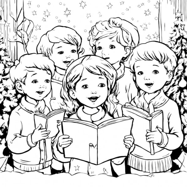 Download Children Singing Christmas Songs Coloring pages Online ...