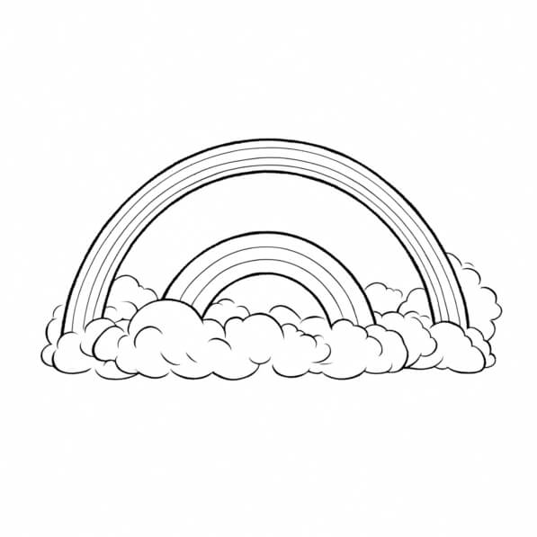 Download Rainbow in the Clouds Coloring Page Coloring pages Online ...