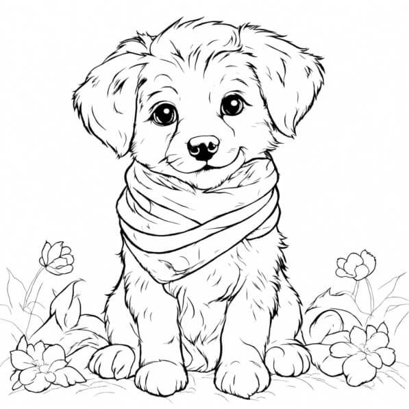 Download Black and White Puppy Coloring Page Coloring pages Online ...