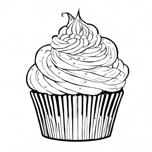 Download Black and White Cupcake Drawing for Coloring Pages Coloring ...