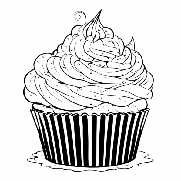 Download Black-and-White Cupcake Illustration Coloring pages Online ...