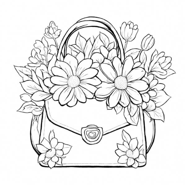 Download Handbag with Flowers Coloring Page Coloring pages Online ...