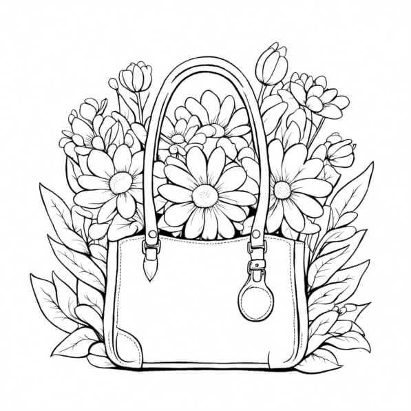Download Handbag with Flowers Illustration Coloring pages Online ...
