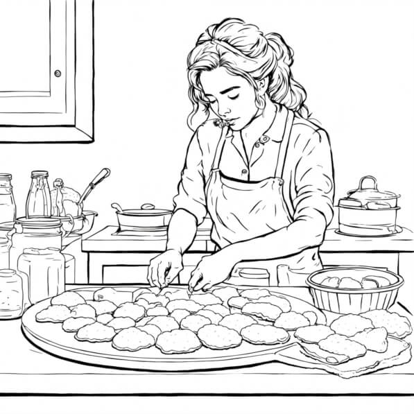 Download Woman Cooking in the Kitchen: Baking Cookies Coloring pages ...