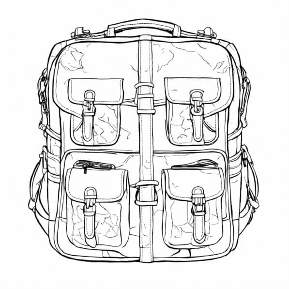 Download Black and White Multi-Compartment Backpack Coloring pages ...