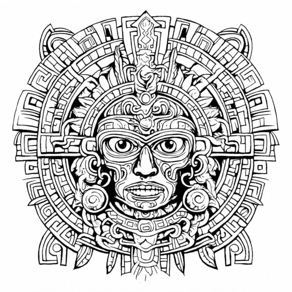 Download Intricate Aztec Head Coloring Page Coloring pages Online ...