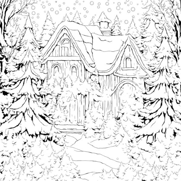 Download Winter Forest Coloring Page Coloring pages Online - Creative ...