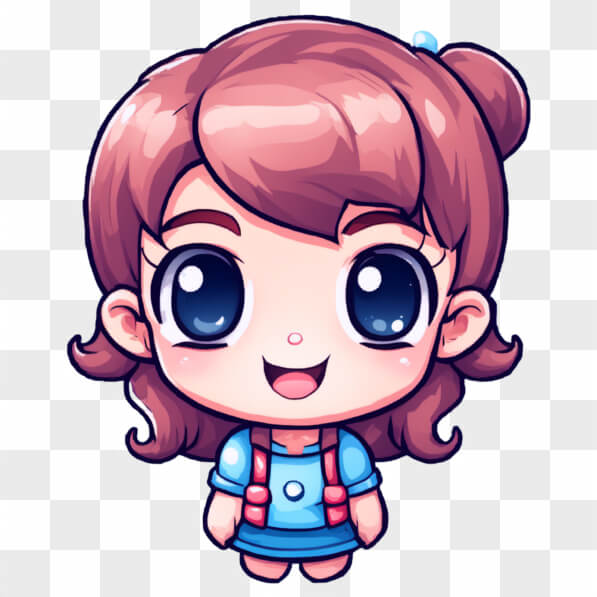 Download Kawaii Cartoon Girl with Brown Hair and Blue Eyes Kawaii ...