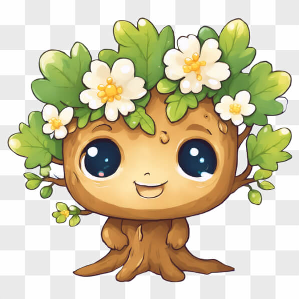 Download Kawaii Cartoon Tree with Flowers Kawaii Online - Creative Fabrica