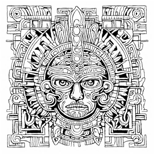 Download Aztec Woman Coloring Page for Adults with Feathers and ...