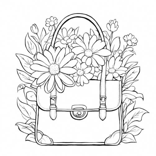 Download Handbag with Flowers Coloring Illustration Coloring pages ...