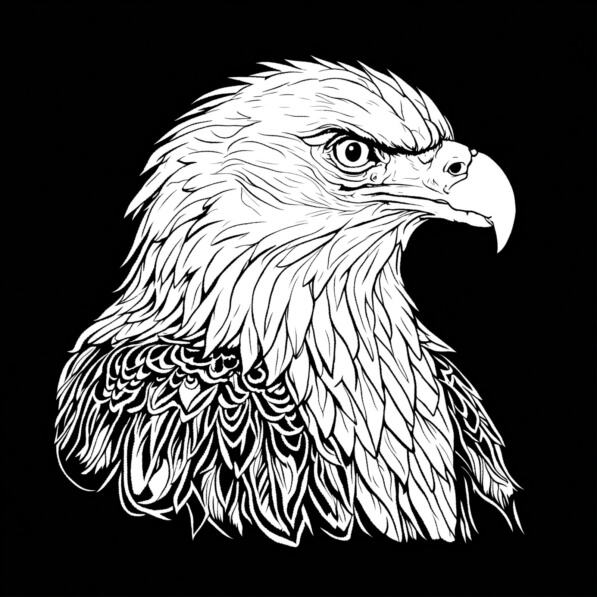 Download Zwart-witte tekening van de kop van een arend Kleurplaten ...