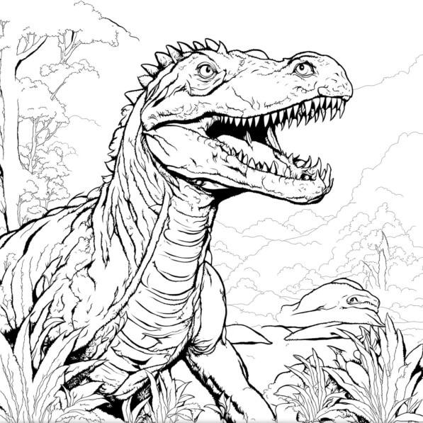 Download T-Rex Coloring Page in the Woods Coloring pages Online ...