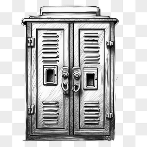 Download Black and White School Locker Drawing Sketches Online ...