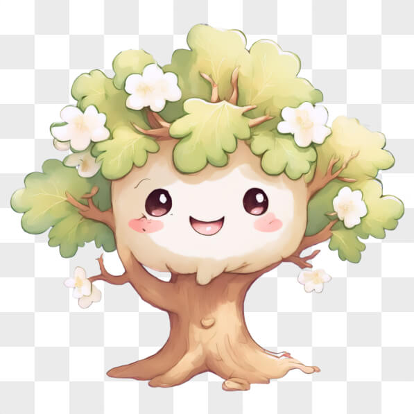 Download Kawaii Cartoon Tree with White Flowers Kawaii Online ...
