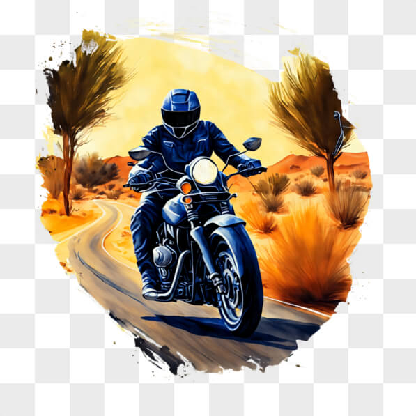 Download Motorcycle Rider on Road with Desert Landscape PNGs Online ...