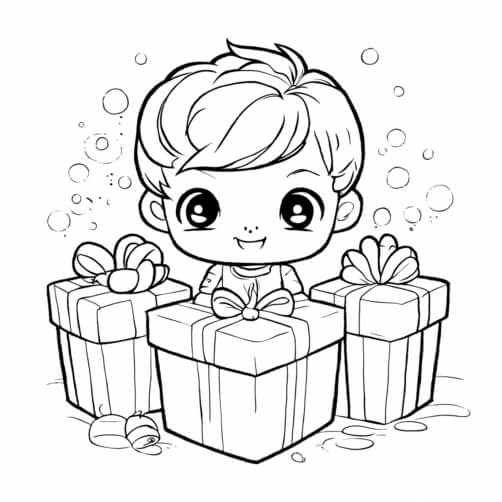 Download Christmas Presents Coloring Page with Gift Boxes and Candles ...