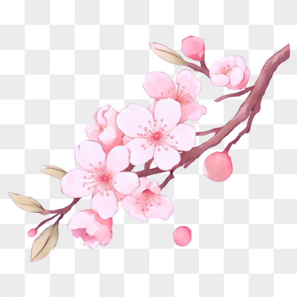 Download Kawaii Cherry Blossom Branch Kawaii Online - Creative Fabrica