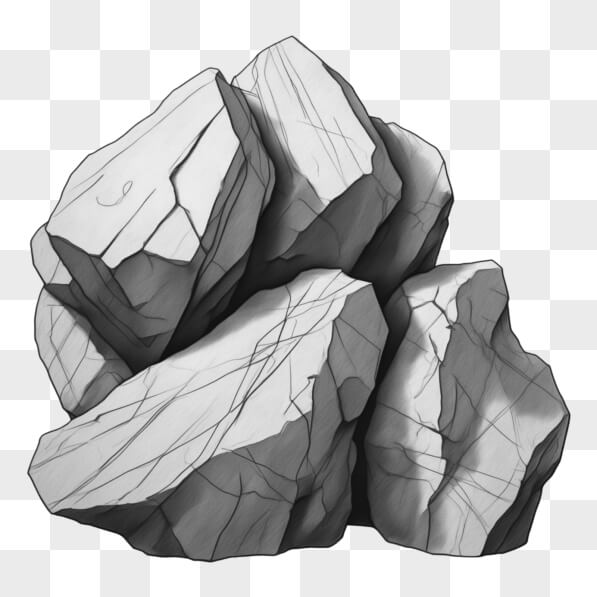 Descarga Dibujo en Blanco y Negro de Dos Rocas Apiladas Bocetos En ...