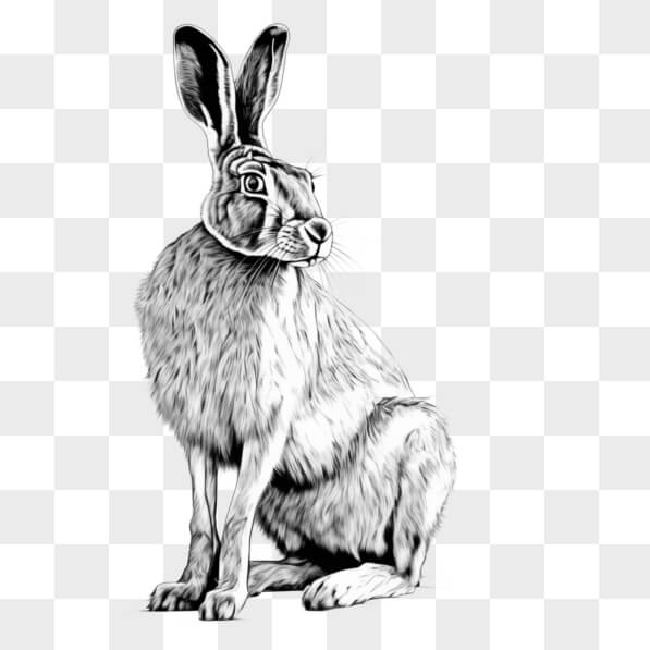 Download Black and White Drawing of a Hare Sitting Down Sketches Online ...