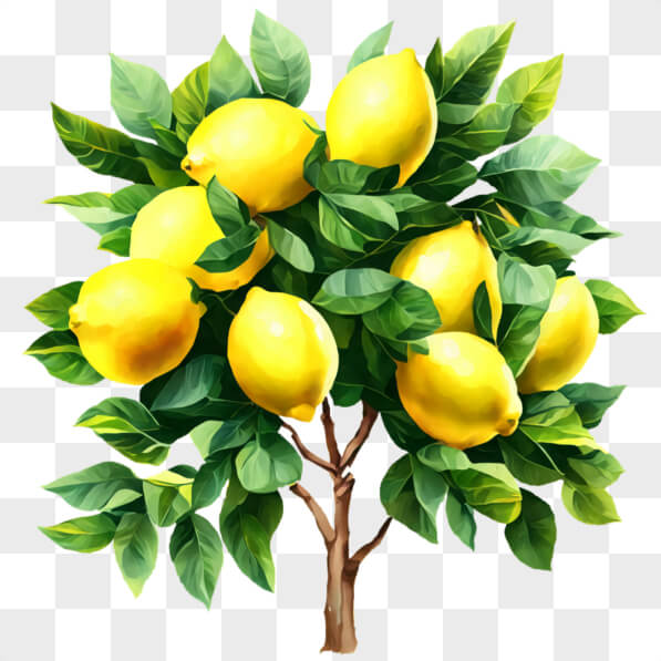 Download Lemon Tree with Fresh Lemons PNGs Online - Creative Fabrica