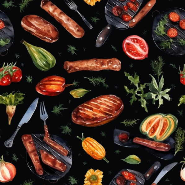 Download Seamless Food Pattern on Black Background Patterns Online ...