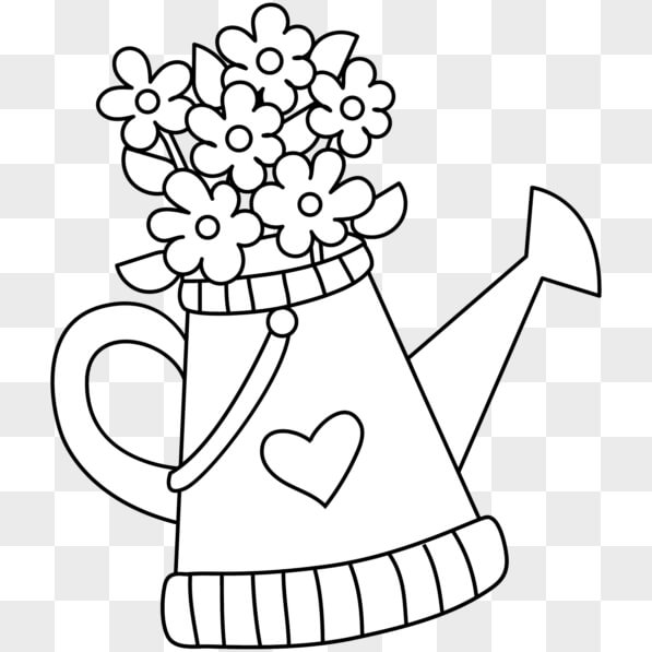 Descarga Página para colorear con regadera y flores PNGs En Línea ...