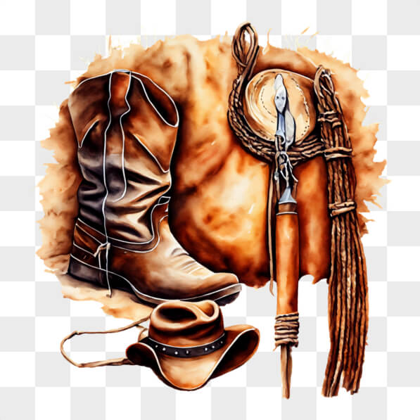 Download Western-themed Image with Cowboy Boots and Rodeo Elements PNGs ...