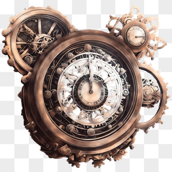 Download Industrial Metal Clock with Gears and Machinery PNGs Online ...