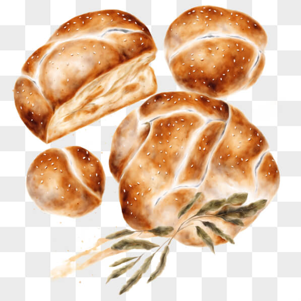 Descarga Pintura acuarela de pan y rama de olivo PNGs En Línea ...