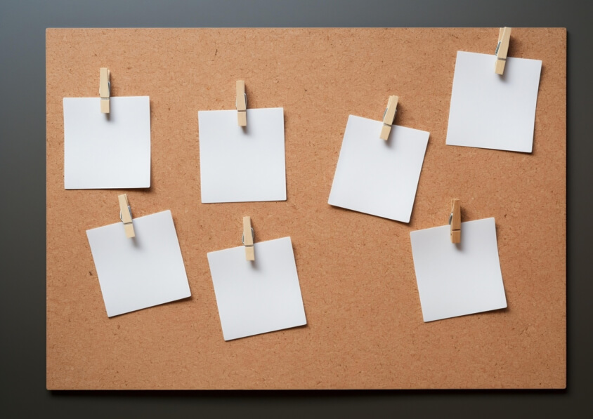 Download Bulletin Board with Blank Paper Cards and Clothespins Mockups ...