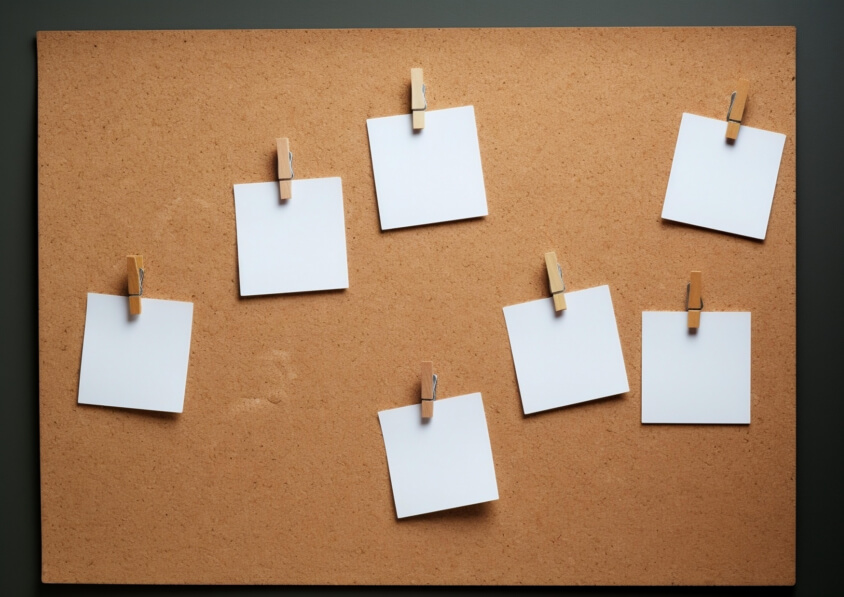 Download Bulletin Board with Blank Paper Pieces Mockups Online ...